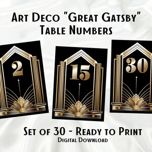 Art Deco Great Gatsby Table Numbers Printable | Set of 30 | Roaring 20 ...