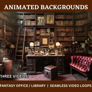 Fantasy Office / Library Animated Backgrounds Set of 3 Elegantly ...