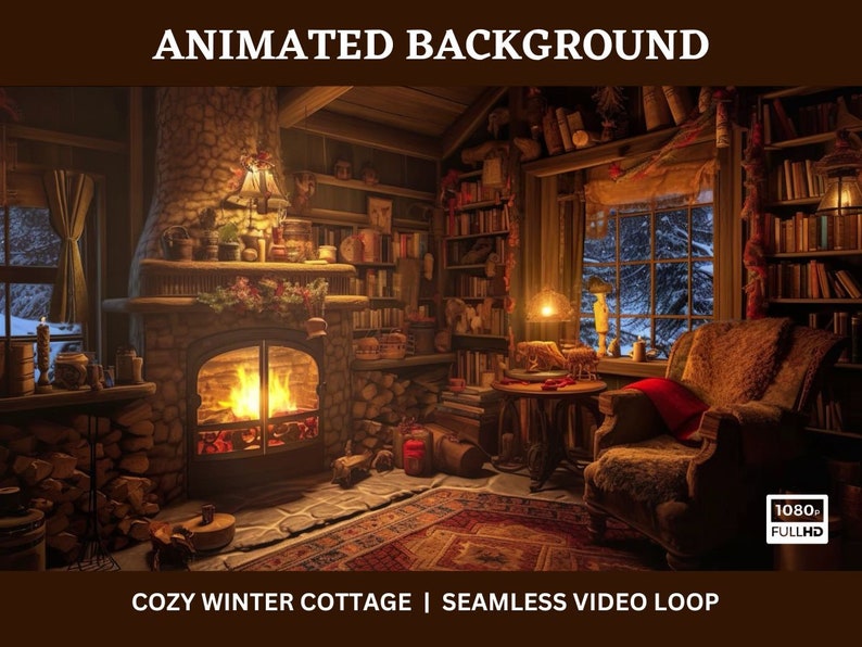 Cozy Winter Cottage Animated Background Video Loop | Twitch Stream, OBS ...