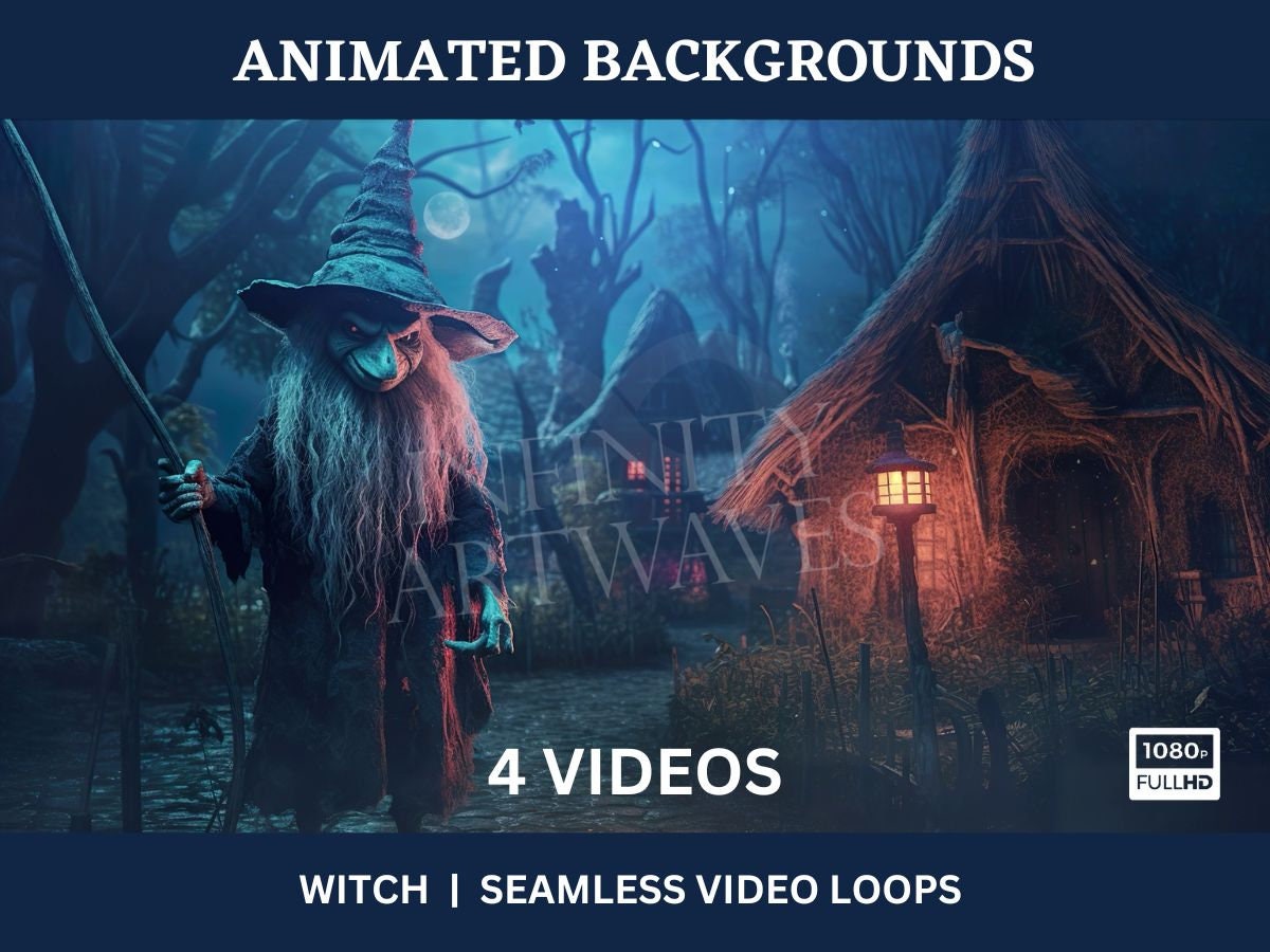 Enchanting Witch Animated Background Videos Set of 4 Twitch Streams ...
