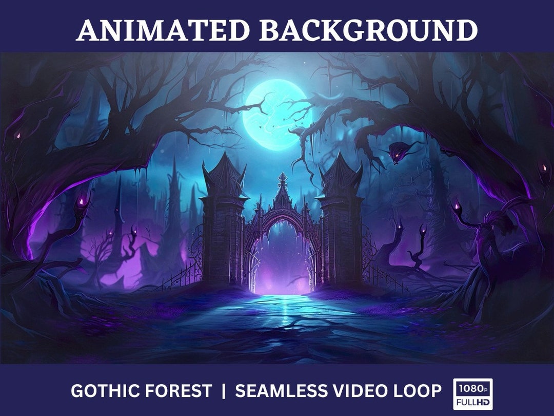 Gothic Magical Forest Animated Background Loop Video | Fantasy Vtuber ...