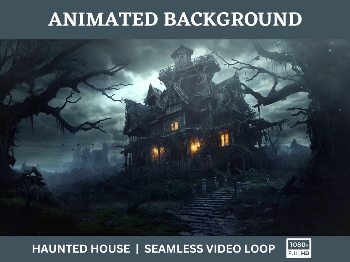 Haunted House Animated Background Loop Video - Twitch Stream Vtuber ...