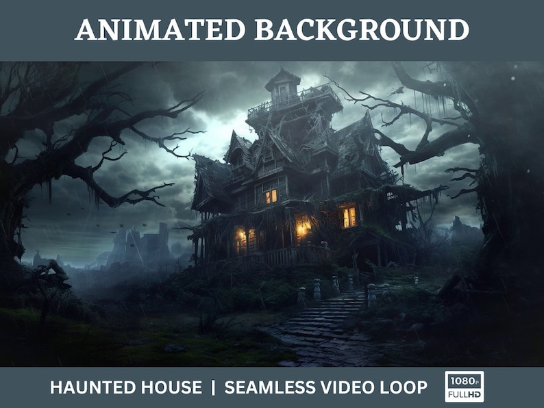 Haunted House Animated Background Loop Video - Twitch Stream Vtuber ...