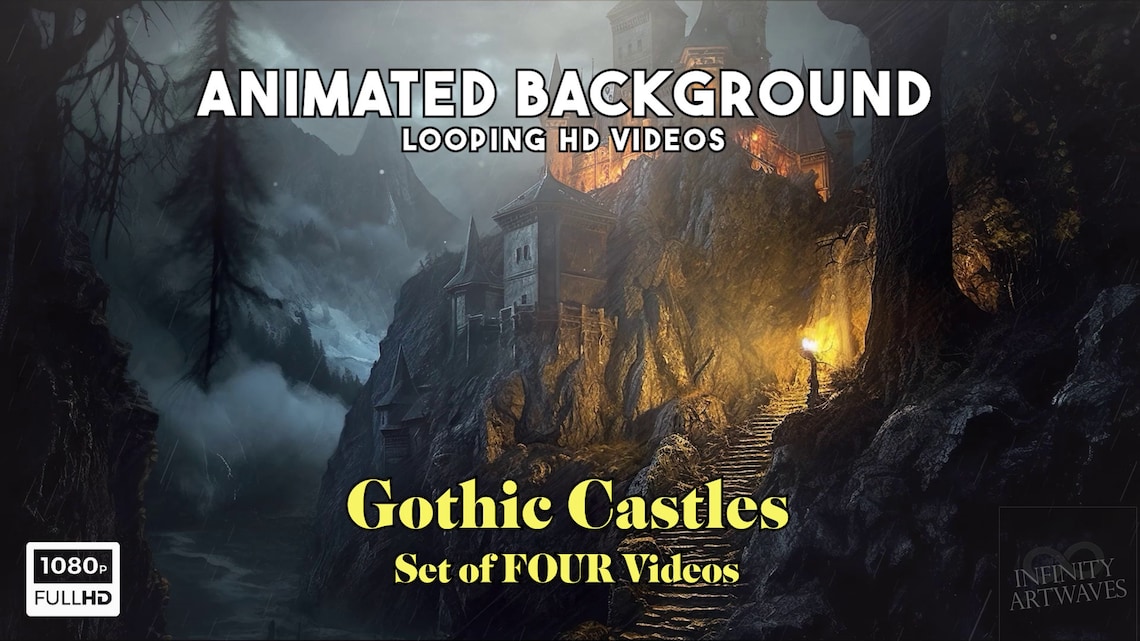 Gothic Castle Animated Background | Twitch Stream, Vtuber Overlay (set ...