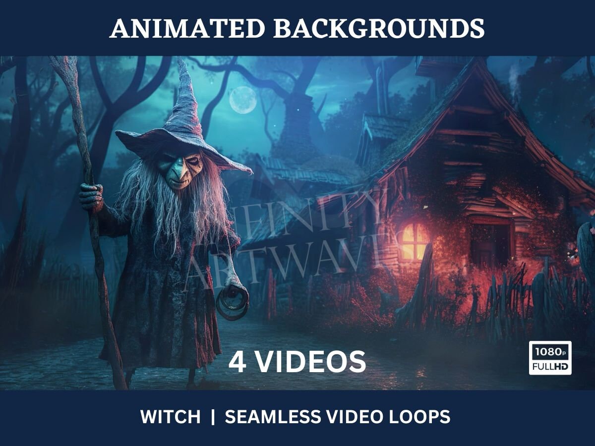 Enchanting Witch Animated Background Videos Set of 4 Twitch Streams ...