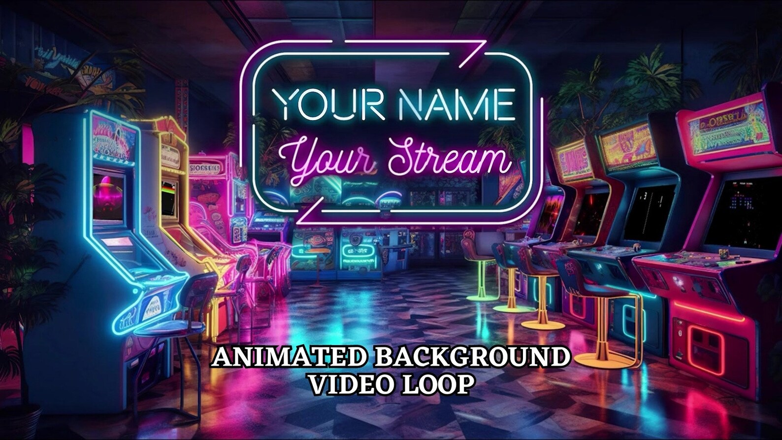 Customized Retro Arcade Animated Background Video Vtuber, Zoom ...