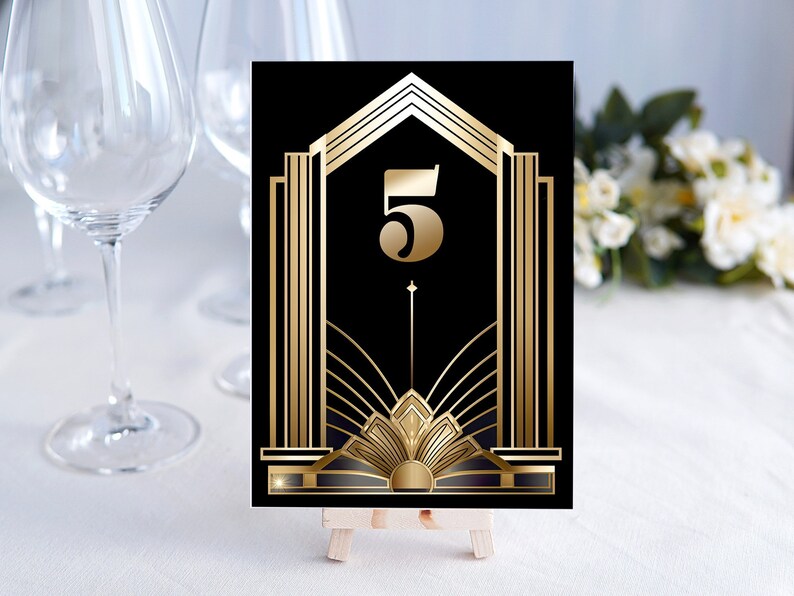 Art Deco Great Gatsby Table Numbers Printable | Set of 30 | Roaring 20 ...