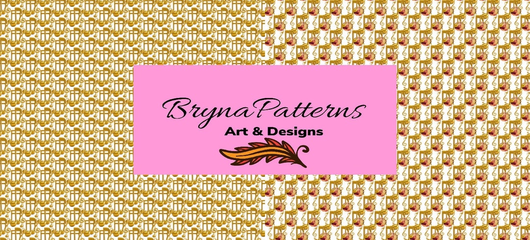 Golden Music Notes Seamless Patterns - Etsy