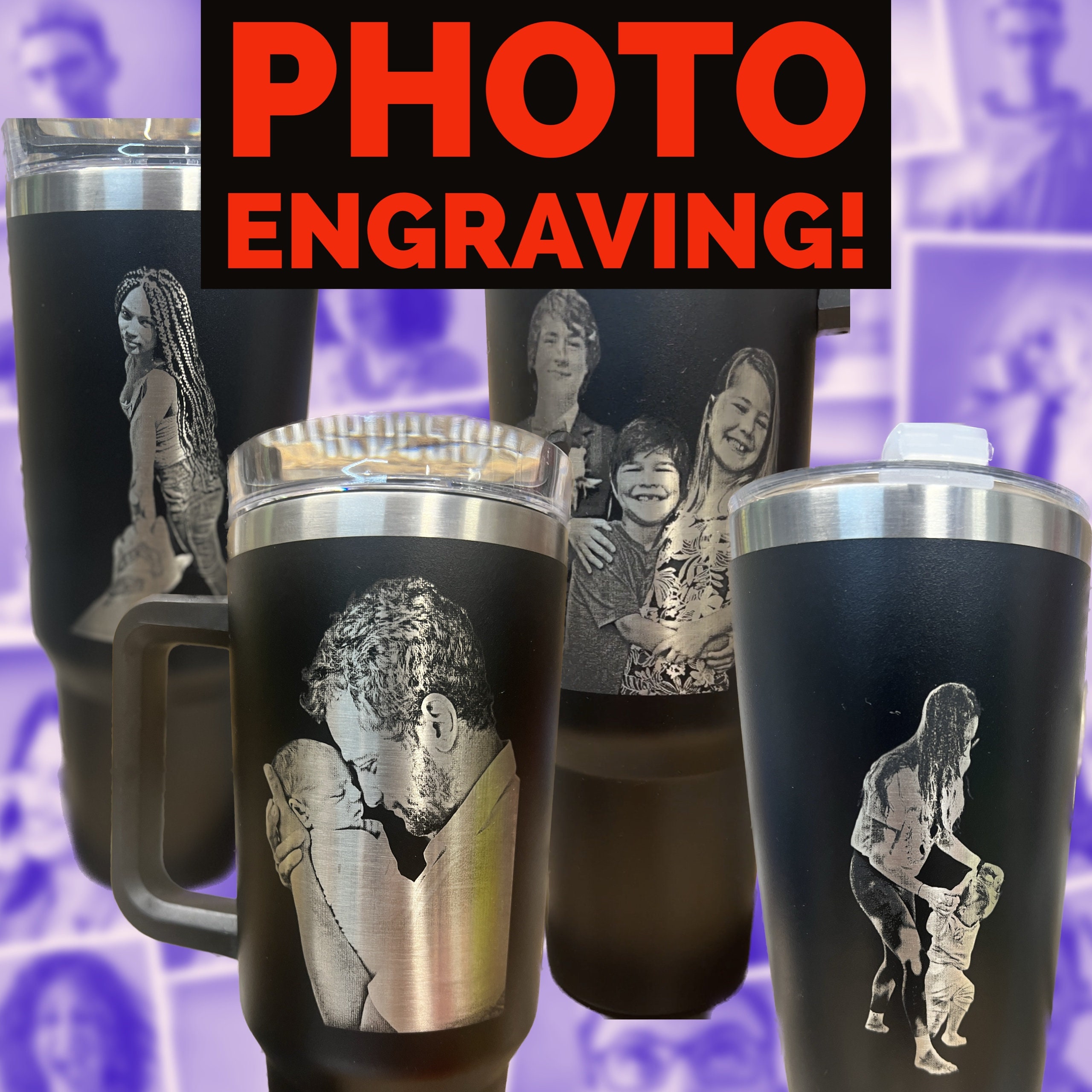 Photo Engraved Stanley Style 40oz Tumbler Custom Laser Etsy