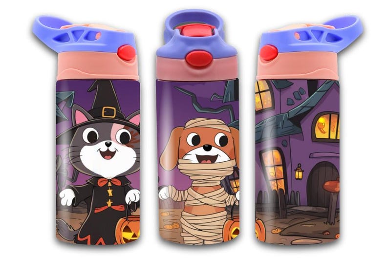 Halloween Cartoon Movie, Design for 12 Oz Flip Top Wrapper, Seamless ...