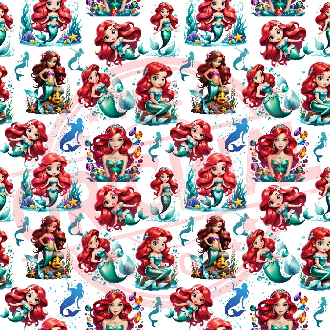 Red Hair Mermaid Seamless Pattern: Printable Sublimation Projects (PNG ...