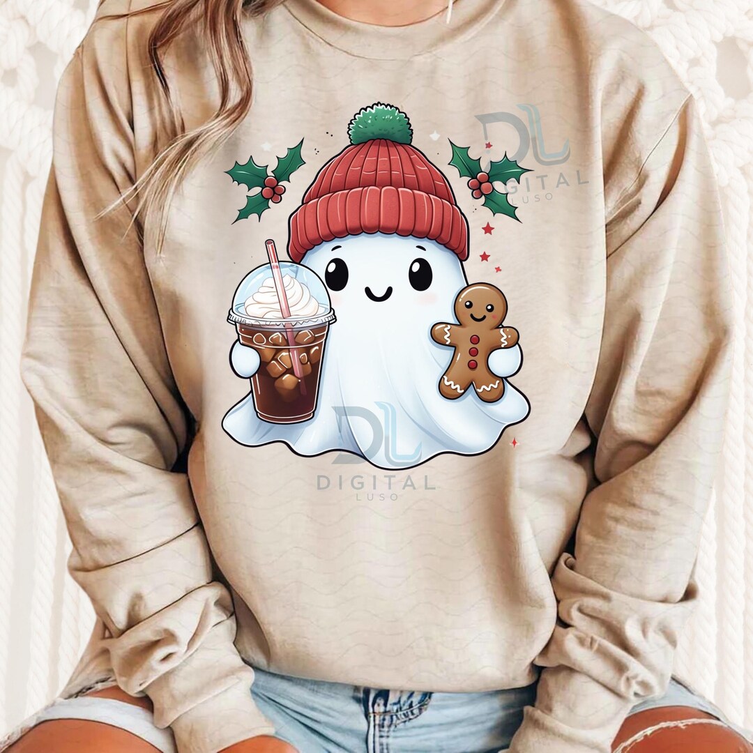 Christmas Ghost Gingerbread PNG, Holiday Cookie Clipart (digital ...