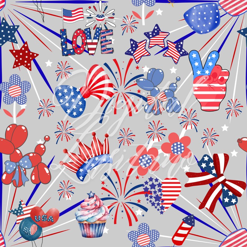 Seamless Pattern Patriotic 4 Th July Instante Download, Love Patriotic ...