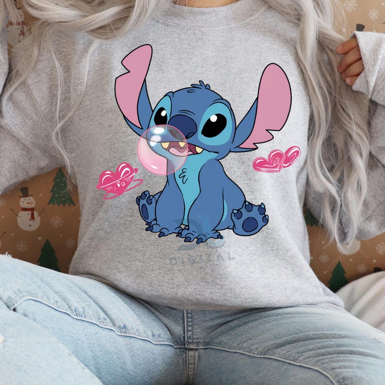 Stitch Bubble Gum Hearts PNG: Sublimation Clipart (digital Download) - Etsy
