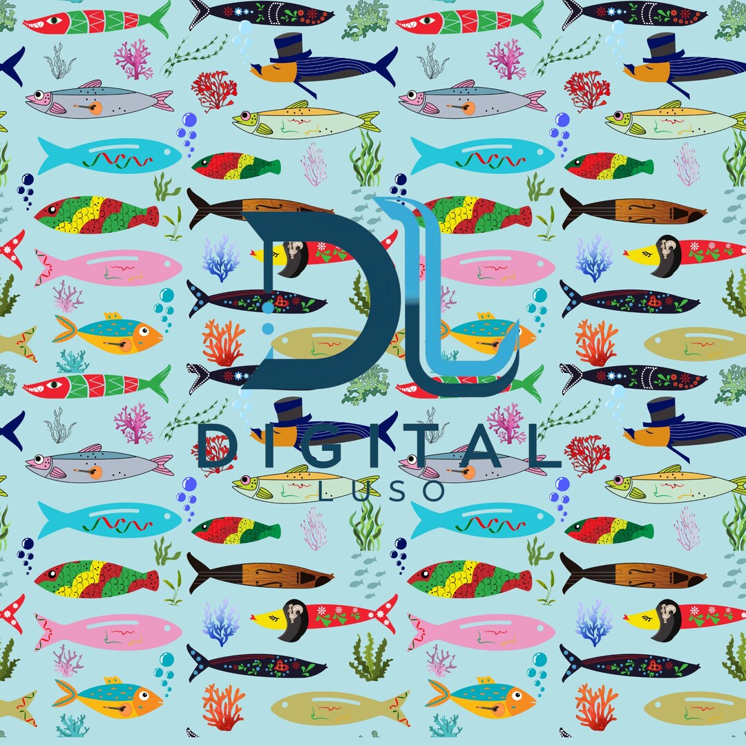 Colorful Portuguese Sardines Seamless Pattern, Portugal Gift, Lisbon ...