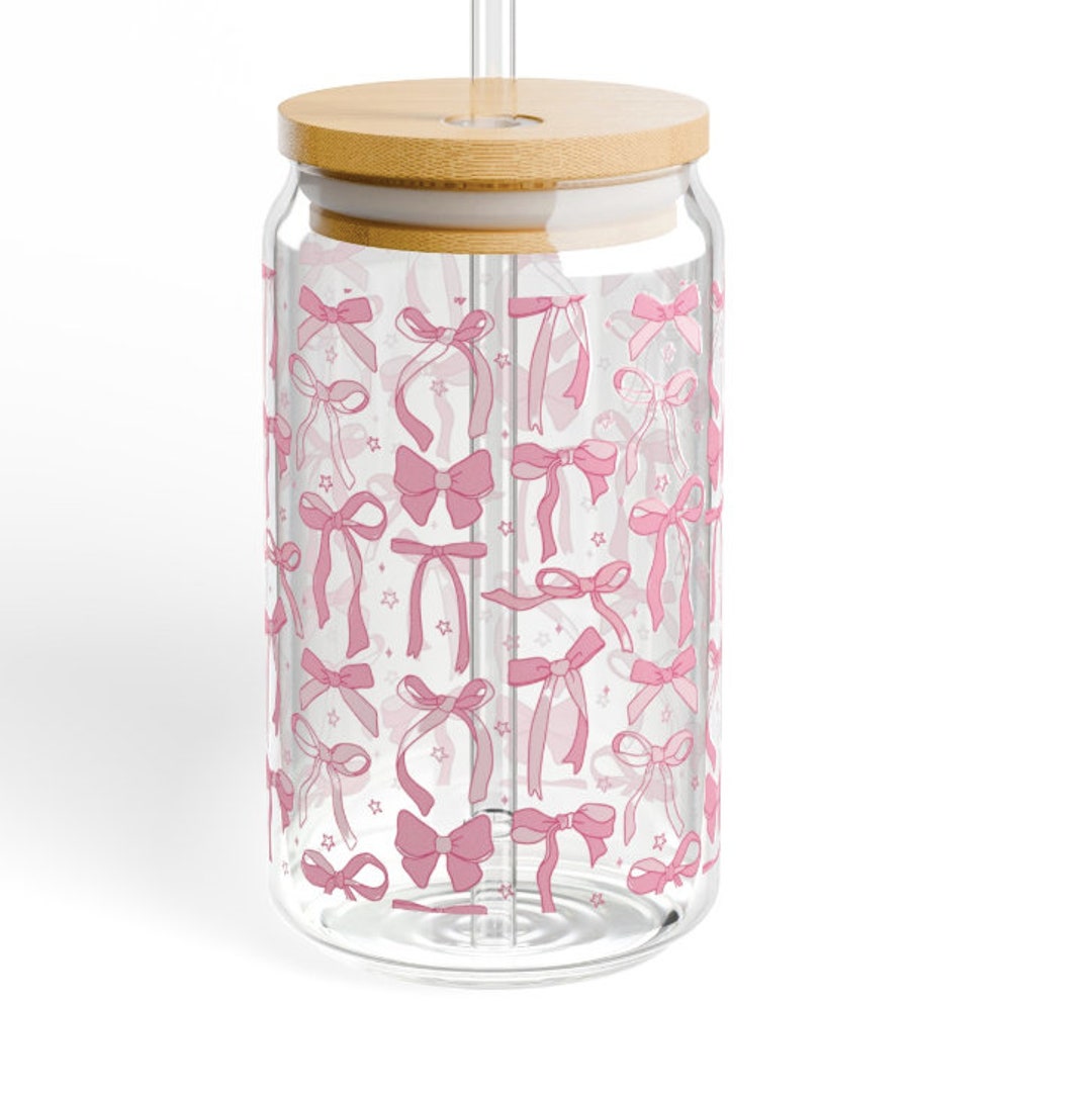 Pink Bow Print Sipper Glass Wrap Design (digital Download) - Etsy