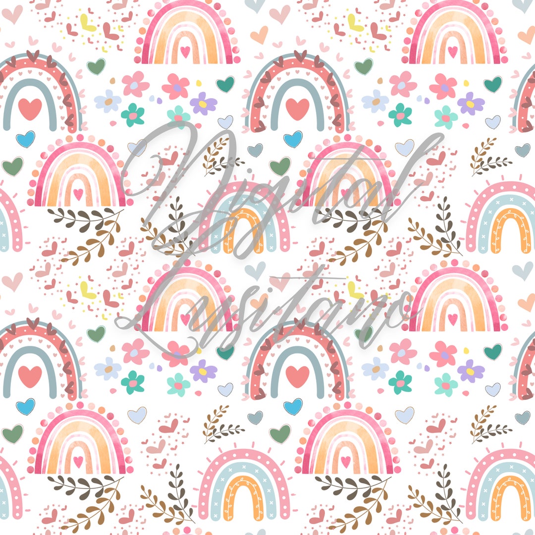 5 PNG Colored Pastel Boho Rainbow, Seamless Pattern, Digital Art for ...