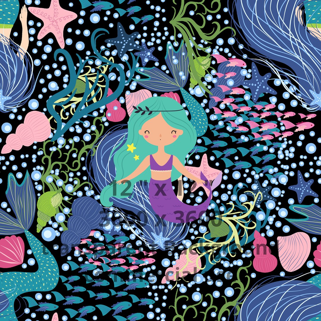 Seamless Marine Life Pattern Mermaid Fish and Ocean Motifs - Etsy