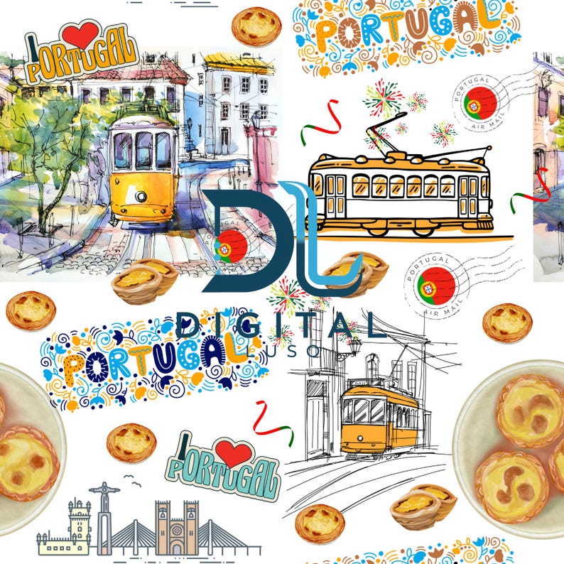 Pastel De Nata Seamless Pattern, Lisboa Fabrics, Portugal Gift, Tram 28 ...
