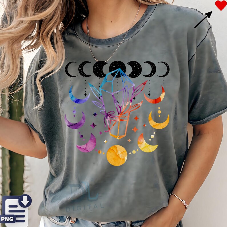 Moon Phases PNG: Celestial Shirt Sublimation Design (digital Download ...