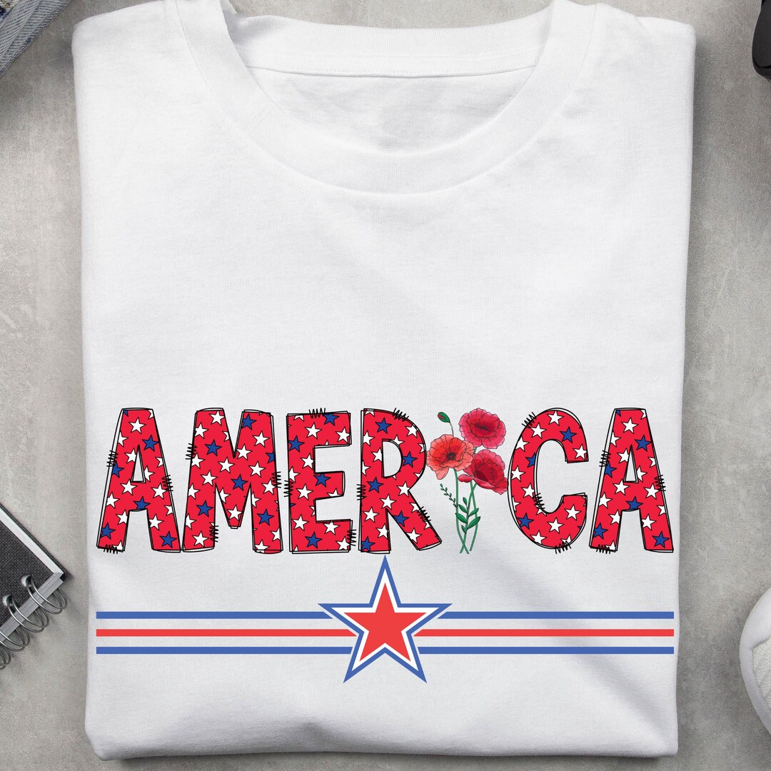 Poppy America Patriotic T-shirt Png, Trendy 4th of July Shirt Png ...