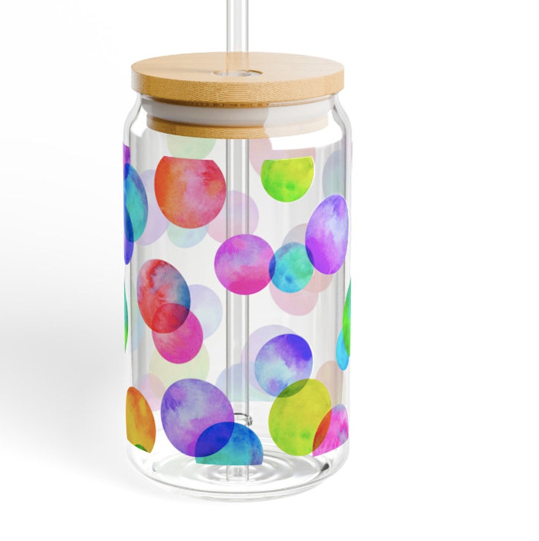 Bubbles Print Sipper Glass 16 Oz Digital Wrap Designs Transparent ...