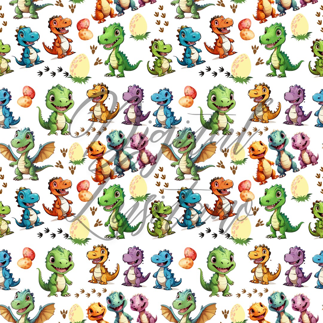 Cute Dinosaur Pattern PNG, Dino Seamless Pattern Instant Download ...
