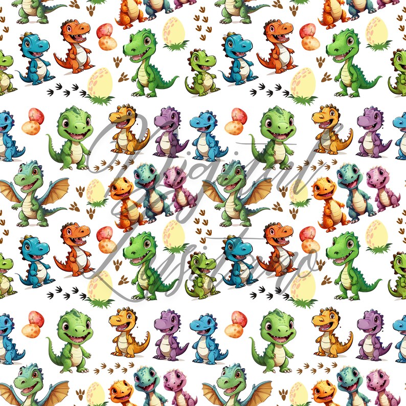 Cute Dinosaur Pattern PNG, Dino Seamless Pattern Instant Download ...