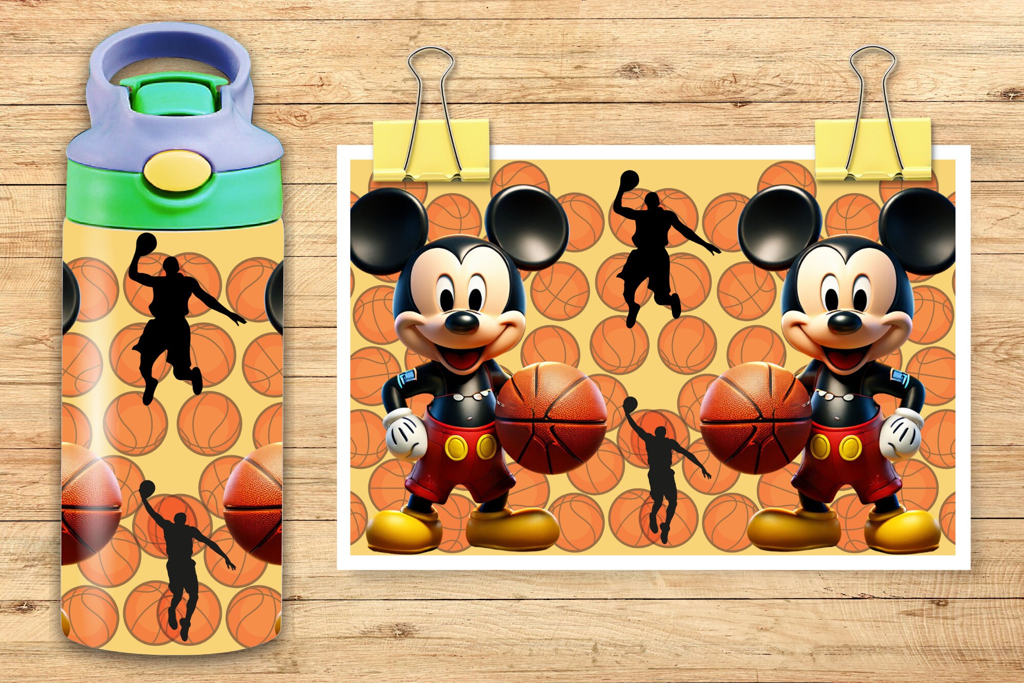 Basketball Mouse 12 Oz Flip Top Tumbler Wrap, Seamless Pattern for Kids ...