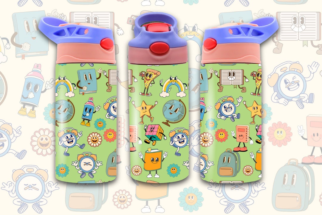 Funny Books and Watches, Smiling Objects 12 Oz Flip Top Tumbler Wrap, 5 ...