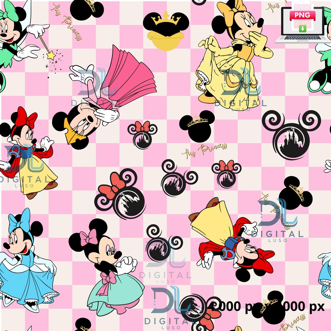 Princess Mouse Seamless Pattern: Magic Kingdom PNG (digital Download ...