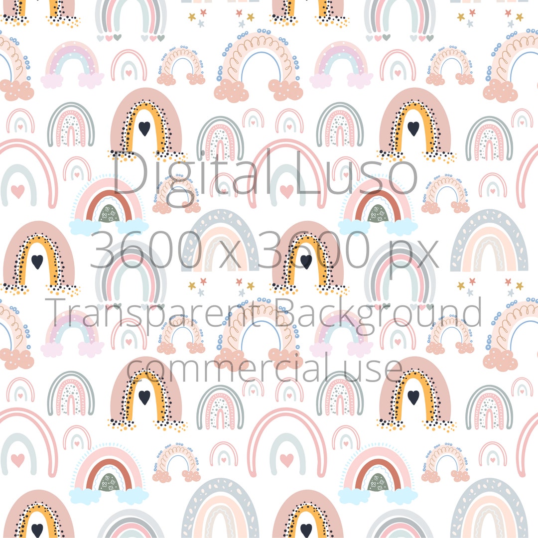 1 PNG Boho Rainbow Digital PNG, Draw Rainbow Seamless Pattern PNG File ...