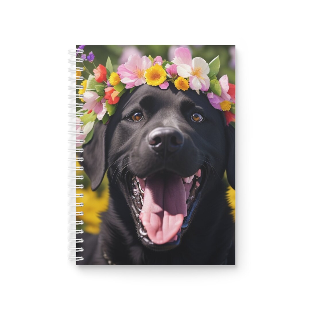 Black Labrador Retriever With Flower Crown Spiral Notebook - Etsy