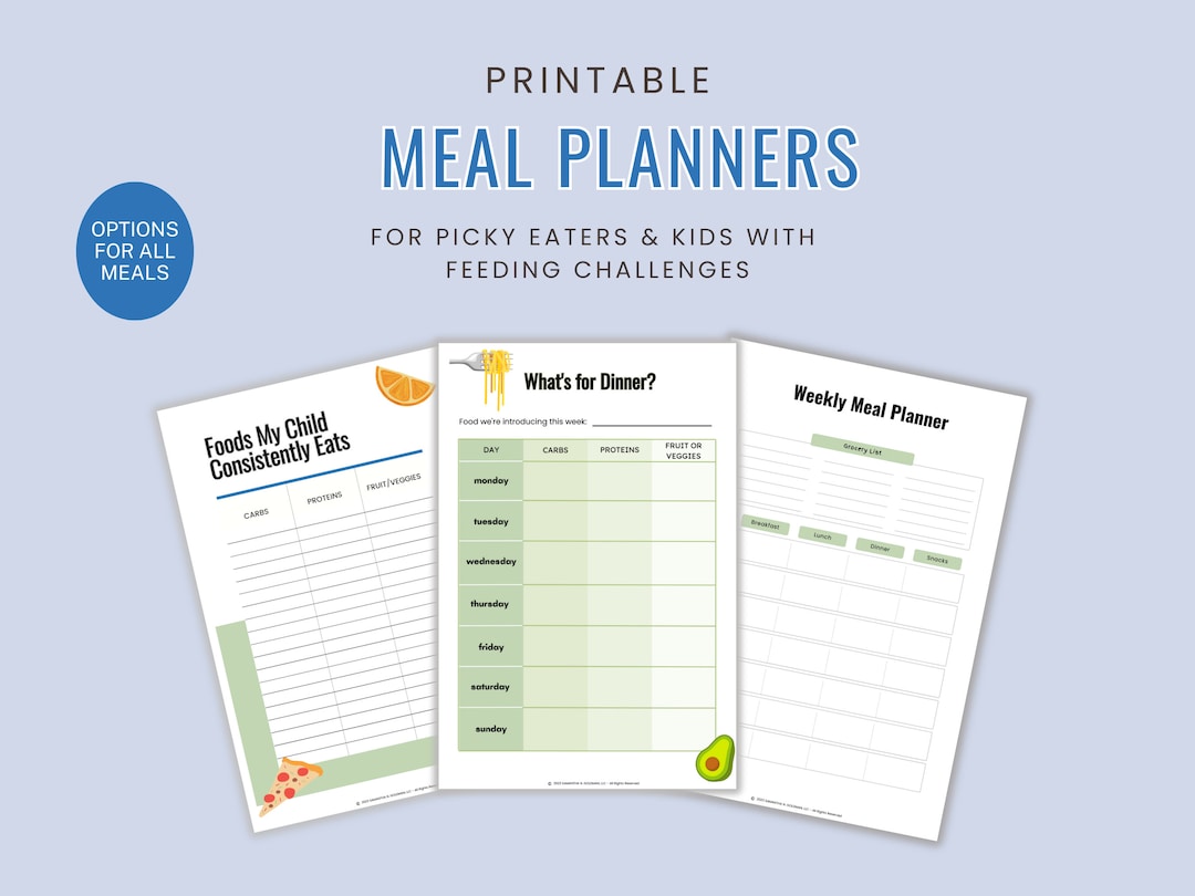 Daily, Weekly Meal Planner for Kids | Picky Eaters | Feeding Challenges ...