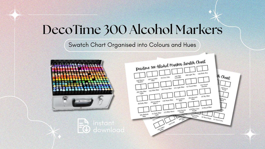 Decotime 300 Dual Tip Alcohol Marker Set Swatch Sheets – DIGITAL ...