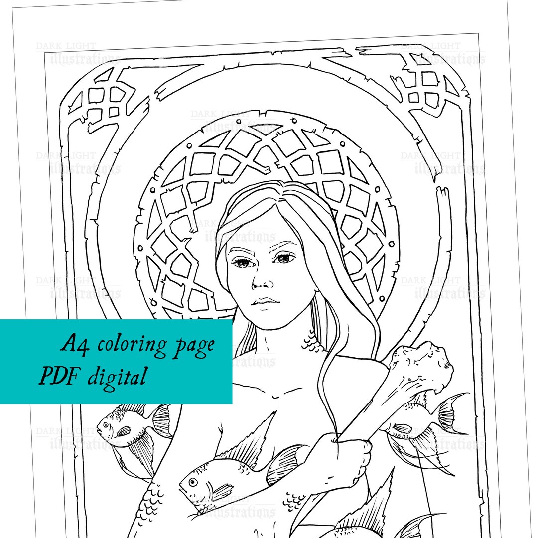 Coloring Page mermaid Digital PDF Instant Download Printable - Etsy
