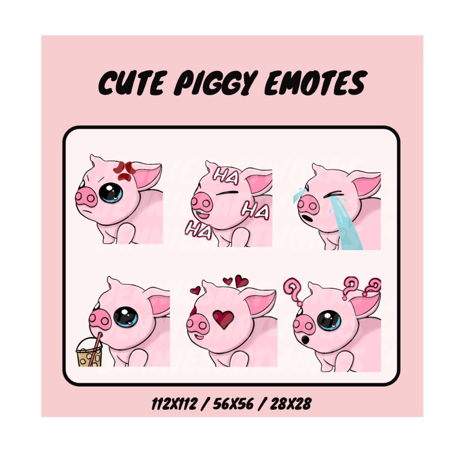 6 Cute Pig Emotes for Twitch, Discord for Streaming - Etsy