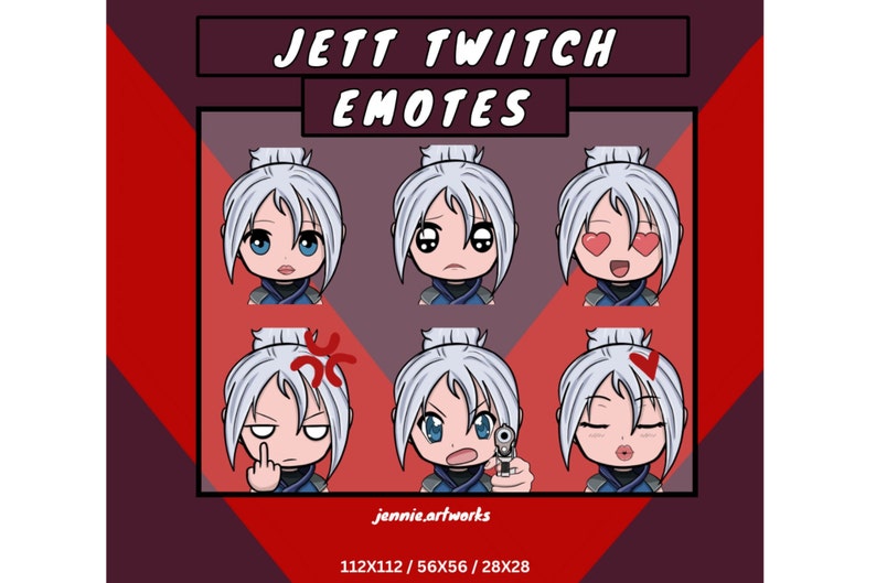 Twitch Jett Valorant Emotes for Twitch, Discord, Streaming |twitch Jett ...