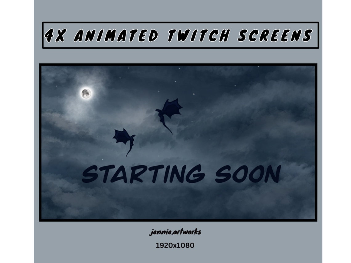 4x Animated Twitch Stream Screens for Twitch Streamers | Midnight ...