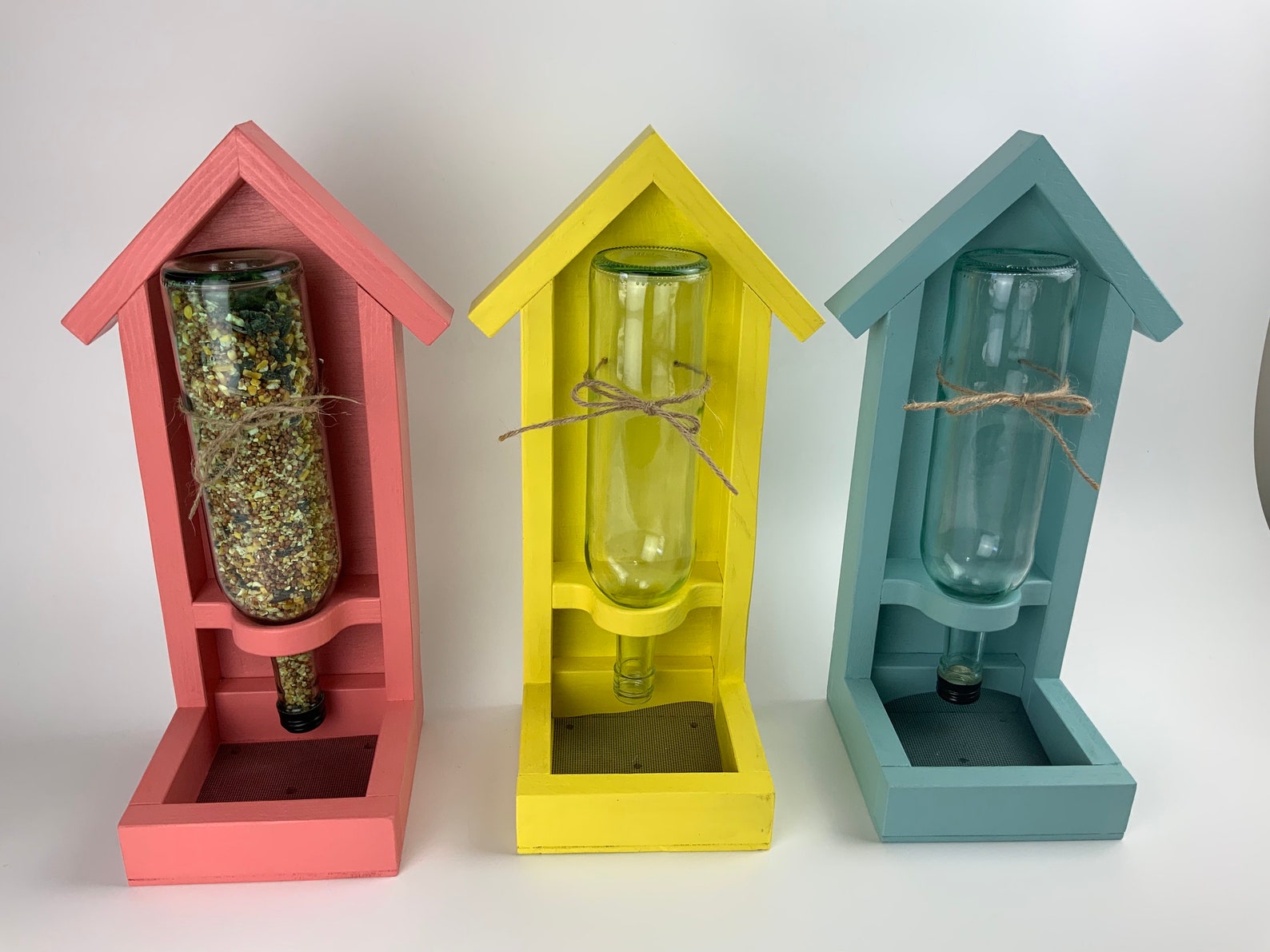 Wine Bottle Bird Feeder / Colorful Wooden Bird Feeder - Etsy