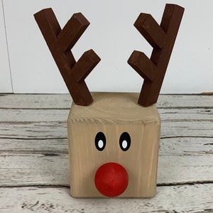 Christmas Wood Block Santa Penguin Reindeer / Rudolph / Christmas Decor ...