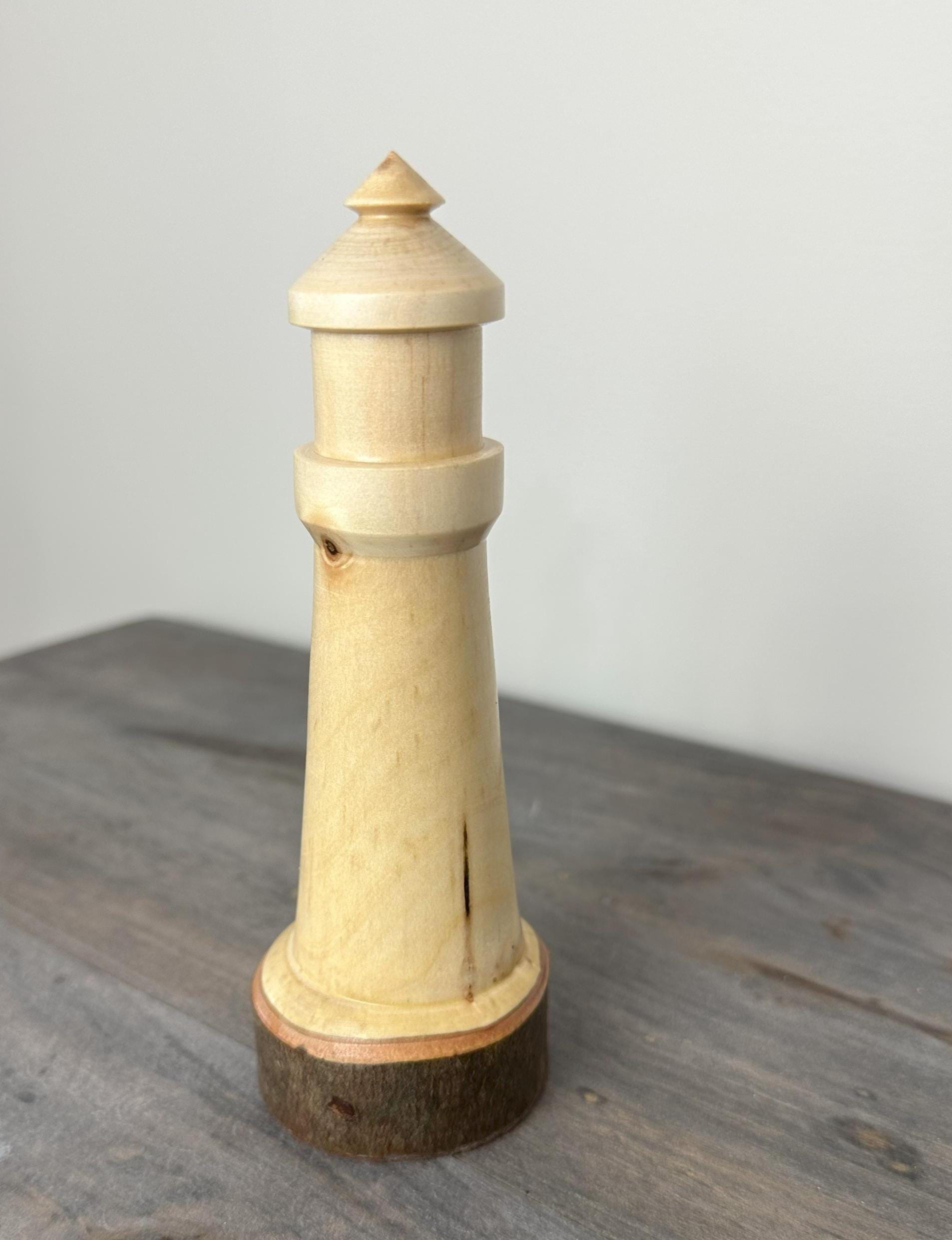 Hand Turned Wood Lighthouse / Wooden Lighthouse / Nautical Decor - Etsy