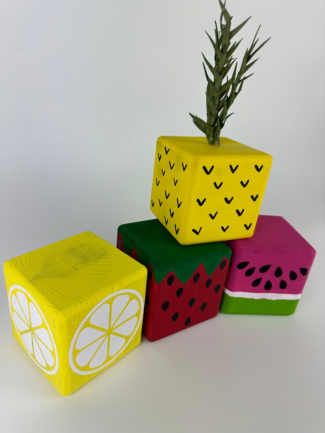 Summer Fruit Wood Block / Watermelon / Pineapple / Strawberry / Lemon ...