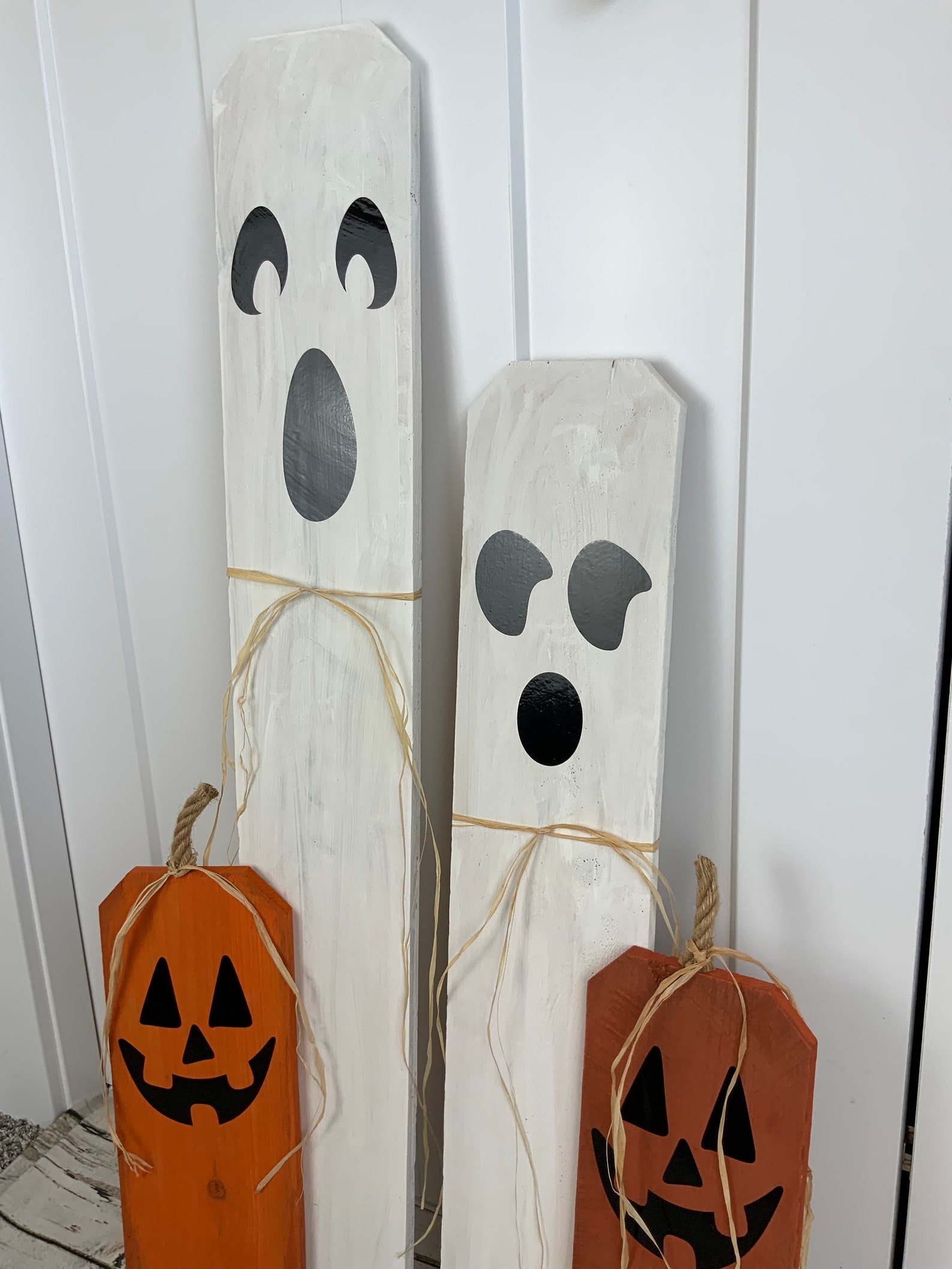 Wooden Halloween Ghosts Pumpkins / Fall Porch Decor / Halloween Decor ...