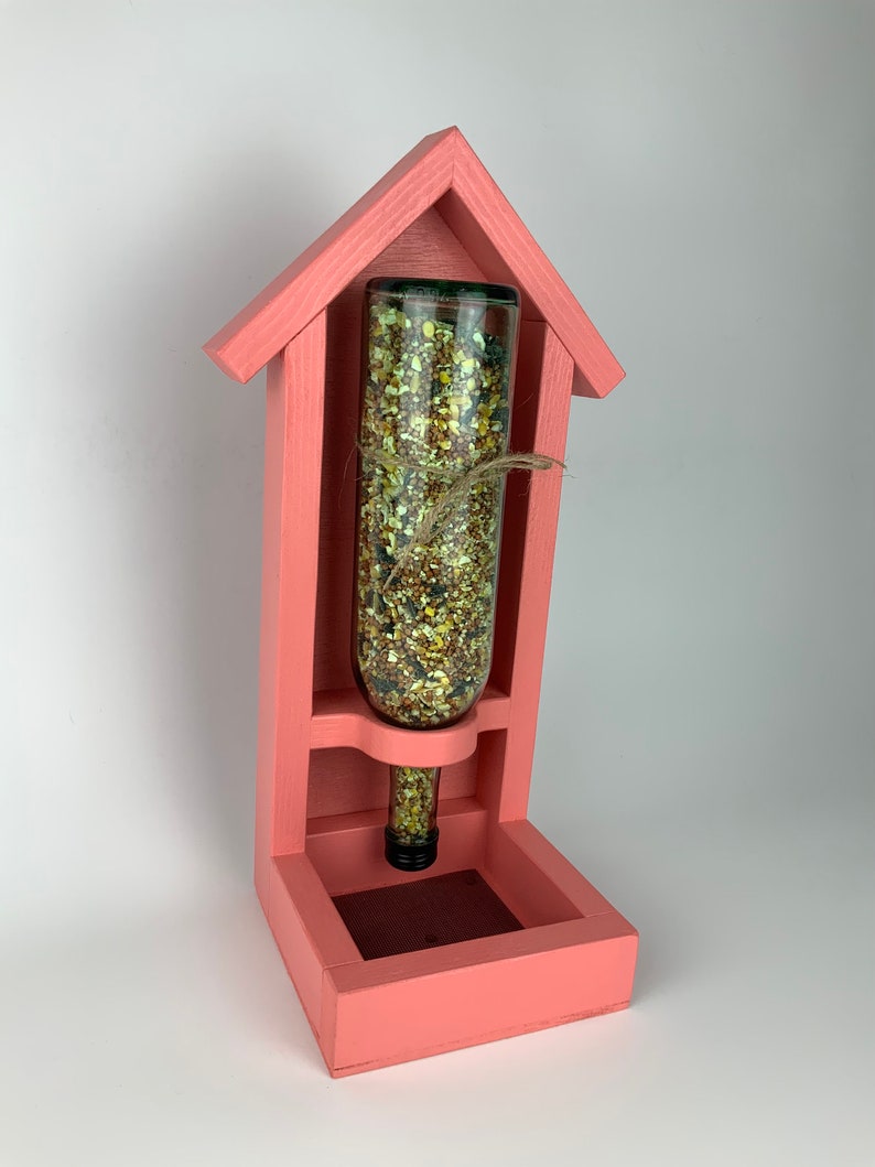 Wine Bottle Bird Feeder / Colorful Wooden Bird Feeder - Etsy