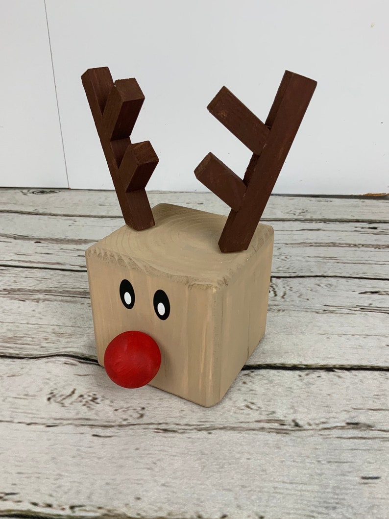 Christmas Wood Block Santa Penguin Reindeer / Rudolph / Christmas Decor ...