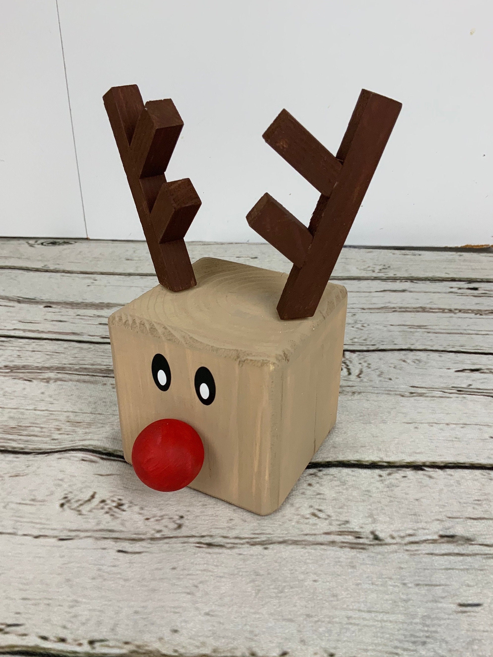 Christmas Wood Block Santa Penguin Reindeer / Rudolph / Christmas Decor ...