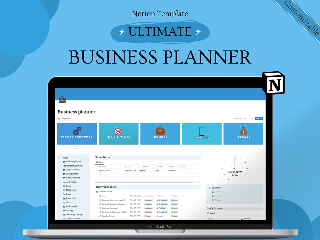 Notion Template Business Planner | Notion Service Business Dashboard ...
