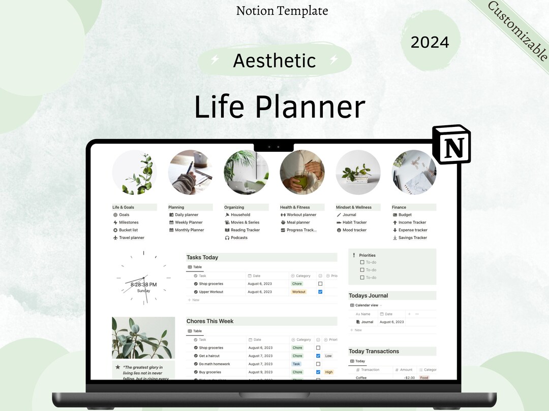 Notion Planner Template All in One Notion Template Notion Dashboard ...