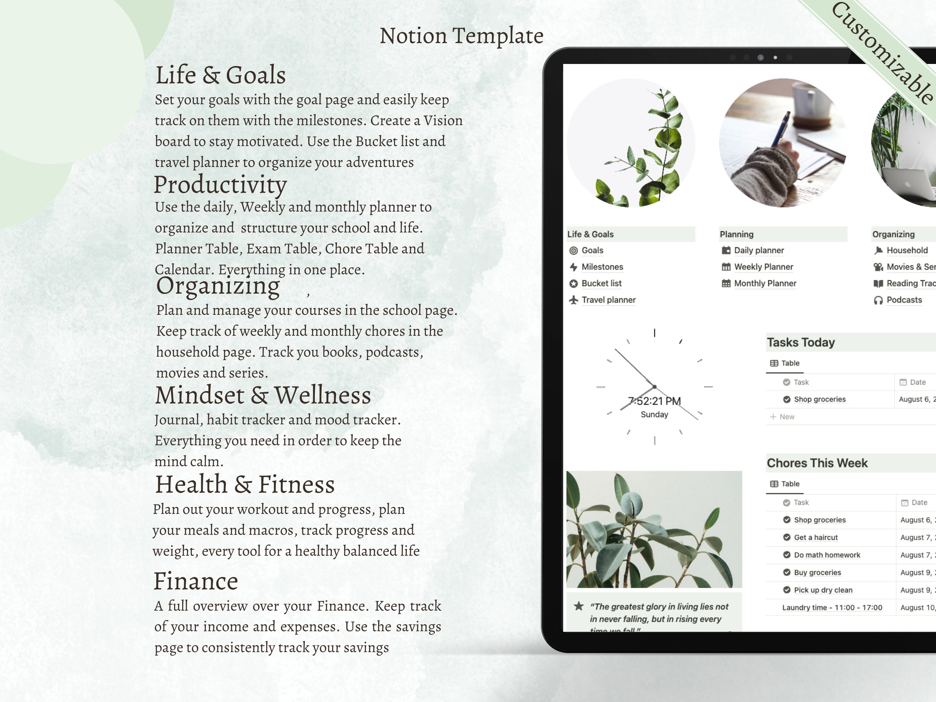 Notion Planner Template | All in One Notion Template | Notion Dashboard ...